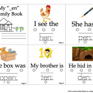 Word Family Activity Pack: the _en Family - Etsy