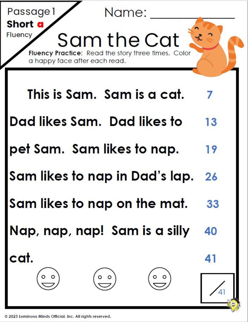 Decodable Passage & Fluency Building Bundle Pack Set 1 Short A - Etsy