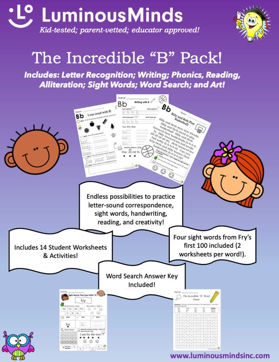 The Incredible B Pack letter Recognition Writing Phonics - Etsy