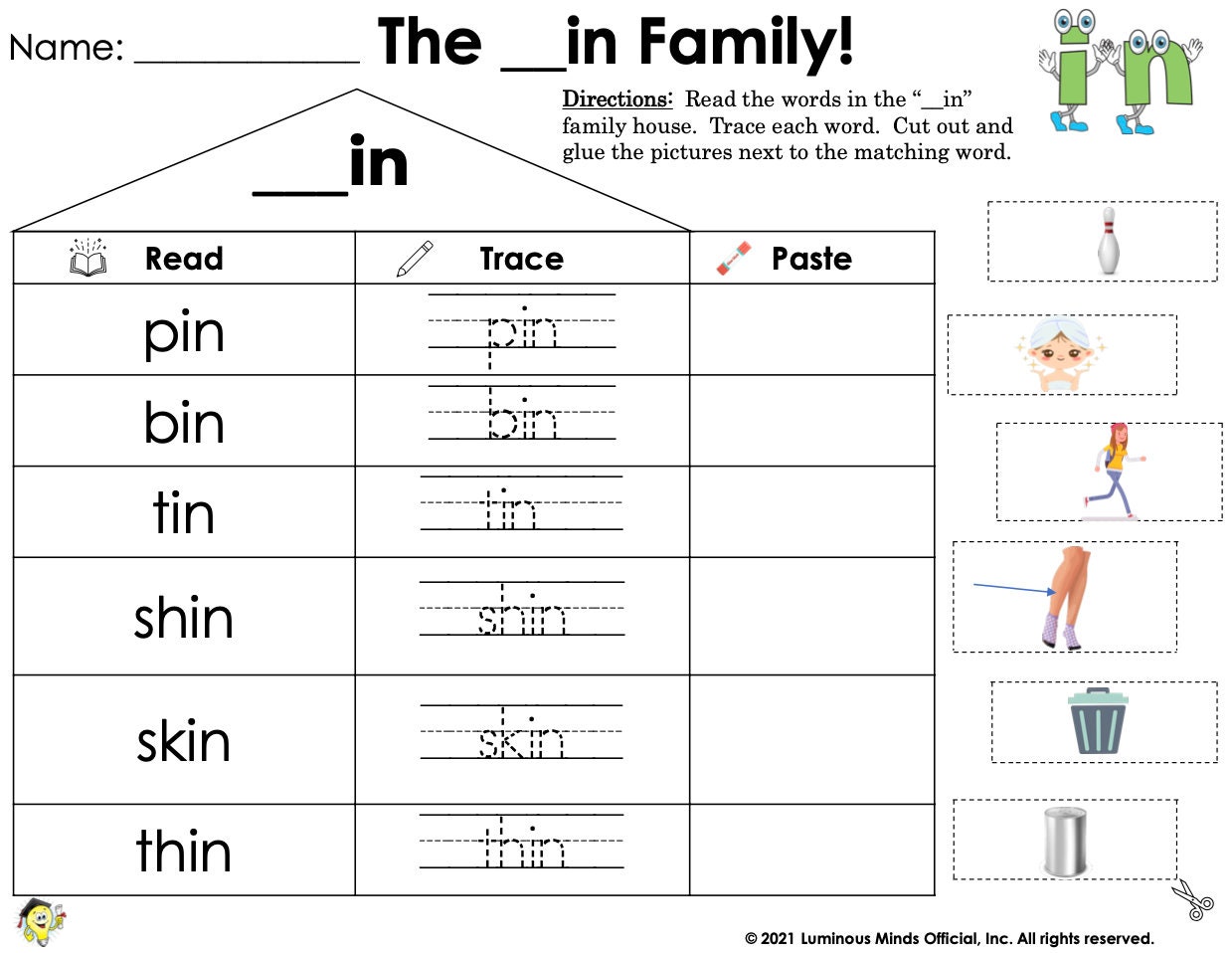 Word Family Activity Pack: the “_in” Family - Etsy
