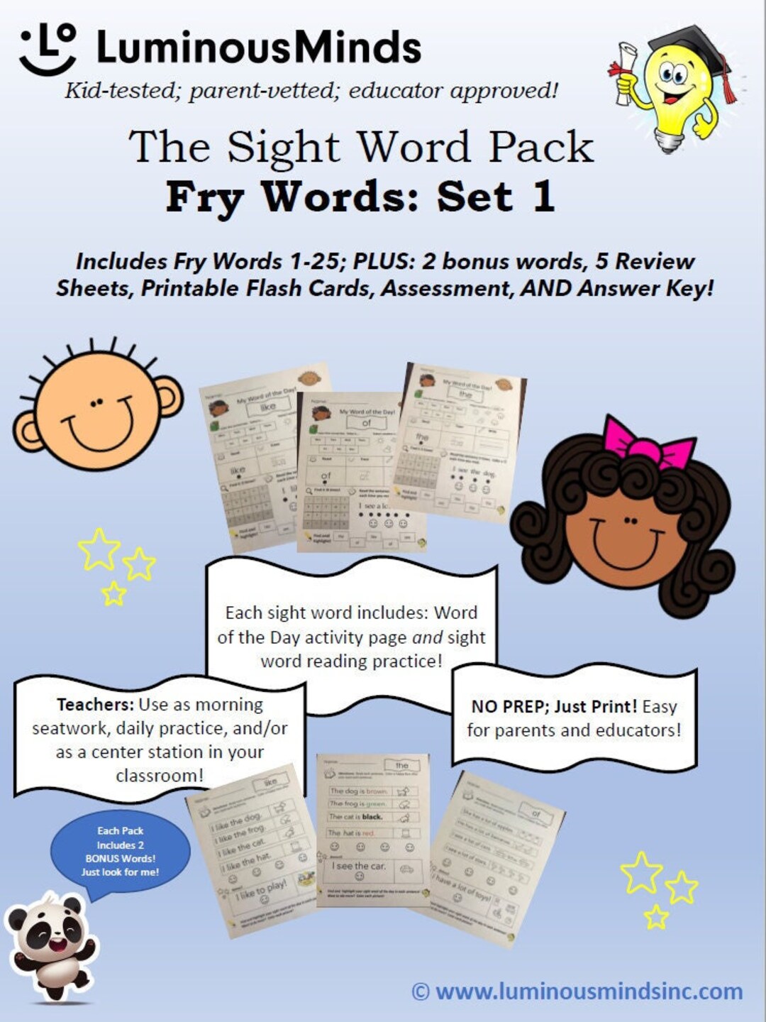 Sight Word Worksheets & Reading Practice Bundle Pack | Fry Words (1-25 ...