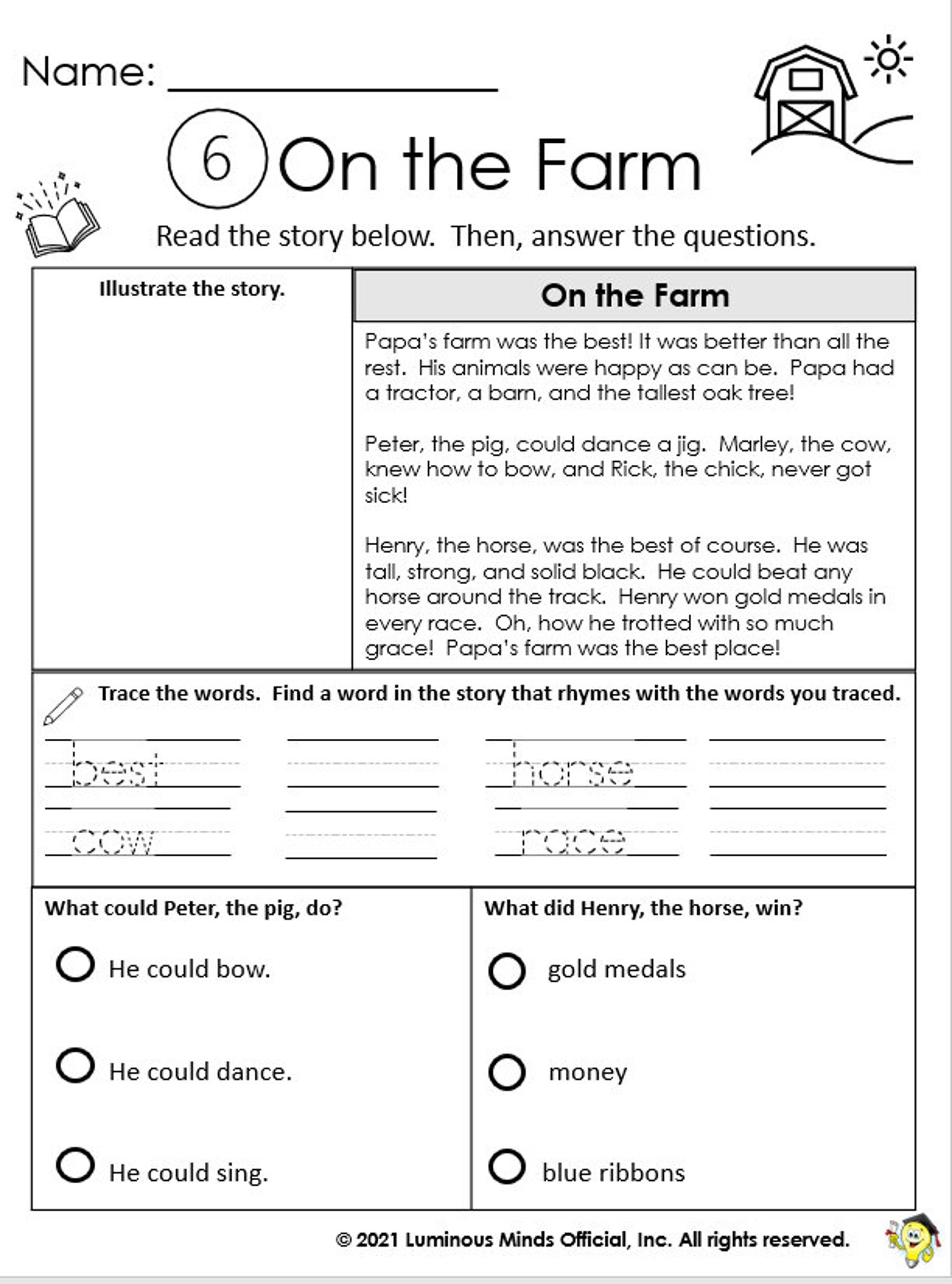 K-1 Reading Comprehension & Test Prep | Set: 1 - Etsy