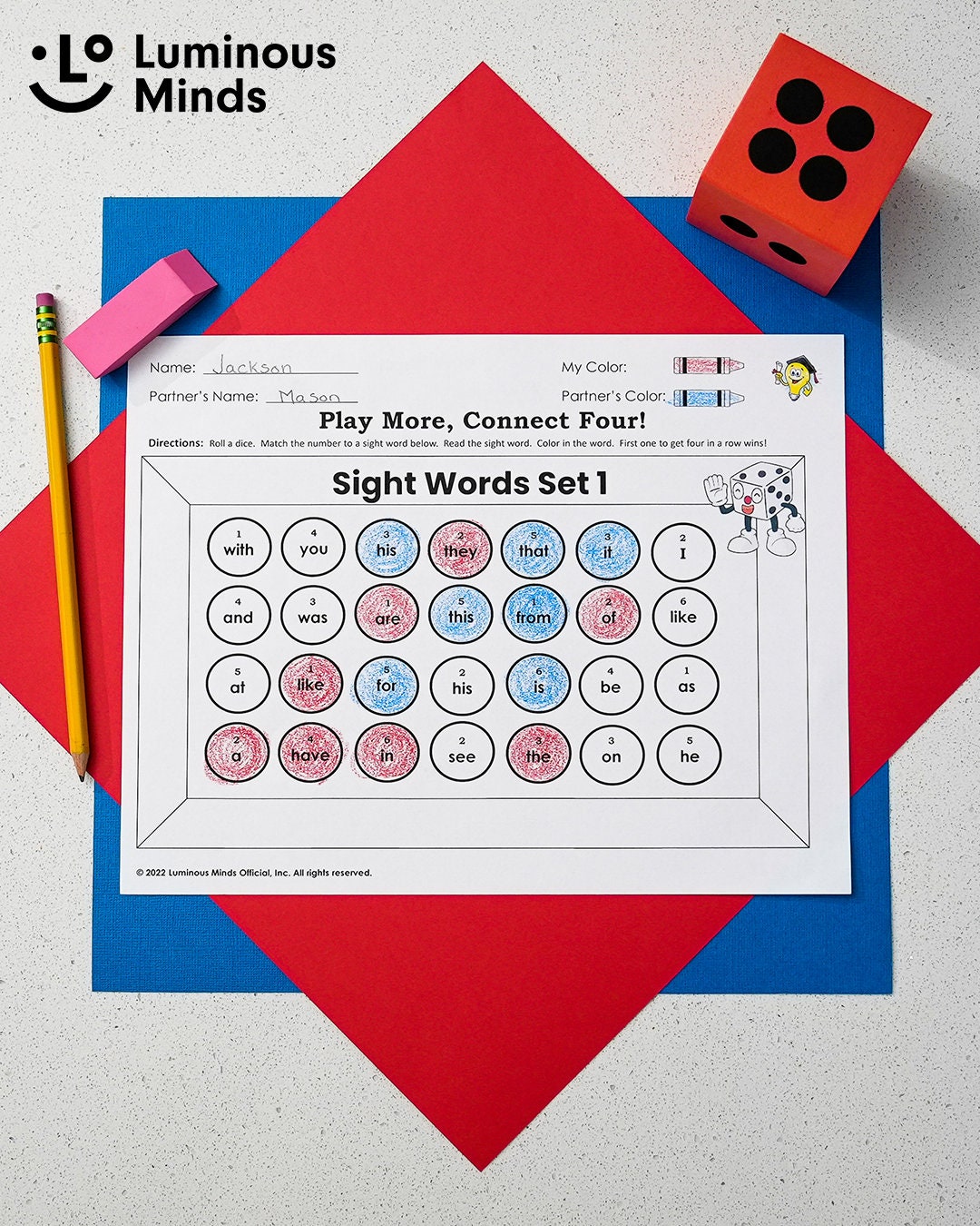 Fry Sight Words Connect Four Game | Reading Center (PDF Pattern) - Etsy