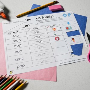 Word Family Activity Pack: the "_op" Family - Etsy