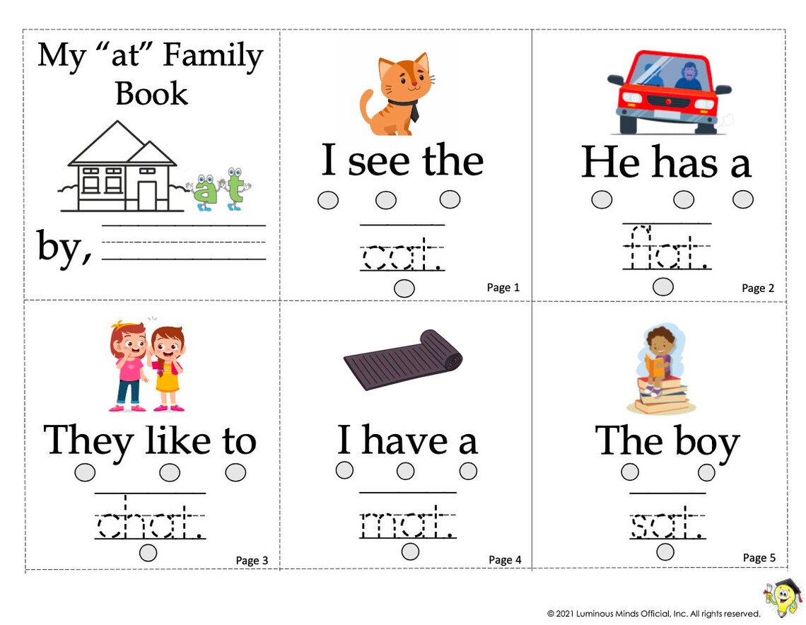 Word Family Activity Pack: the _at Family - Etsy