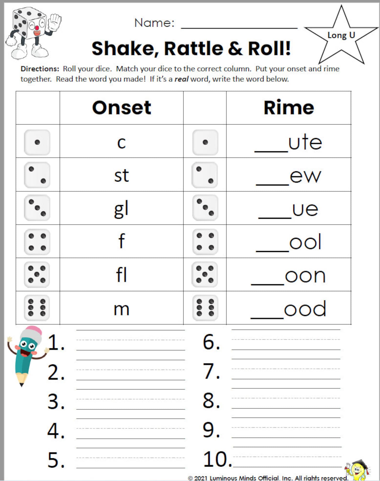 The Onset and Rimes Game Pack Shake Rattle and Roll Bundle - Etsy