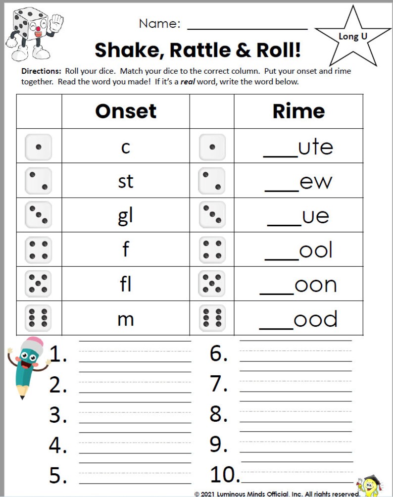 The Onset and Rimes Game Pack Shake Rattle and Roll Bundle - Etsy