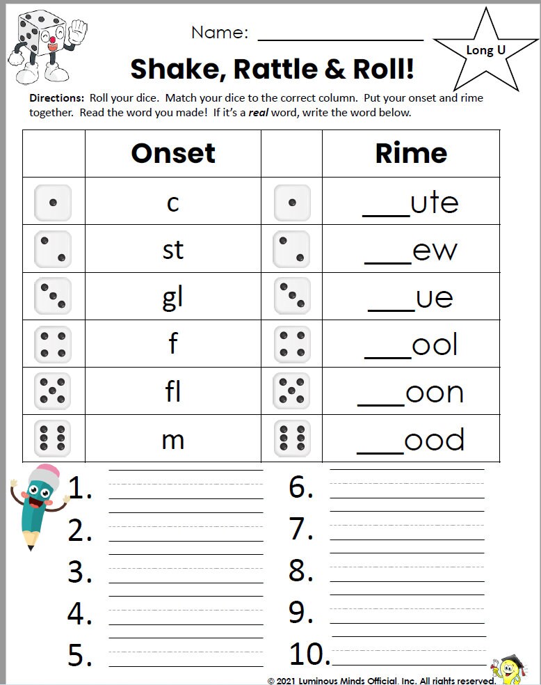 The Onset and Rimes Game Pack | Shake, Rattle and Roll Bundle Pack - Etsy