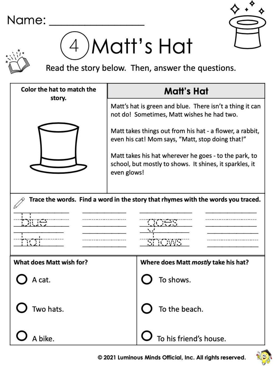 K-1 Reading Comprehension & Test Prep / Set: 1 - Etsy