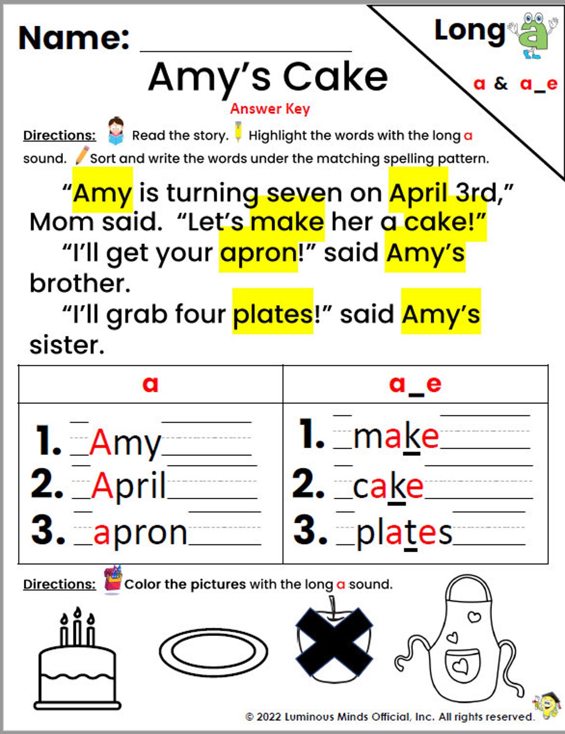 Long A Worksheets & Activities: Hooray, It's Long A! Set 1 | Spelling ...