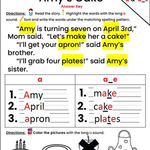 Long A Worksheets & Activities: Hooray, It's Long A! Set 1 | Spelling ...