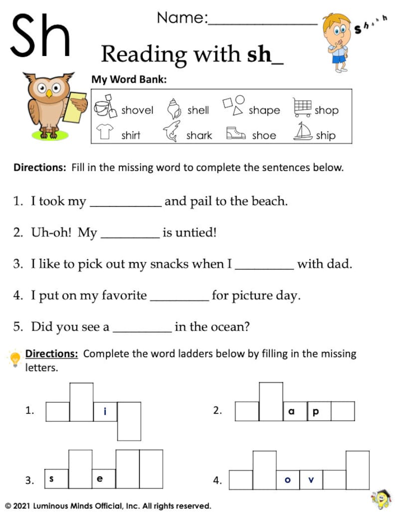 Digraph Worksheet Bundle Pack Digraph: Sh - Etsy