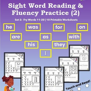 Sight Word Reading & Fluency Practice | Set 2 Fry Words 11-20 - Etsy