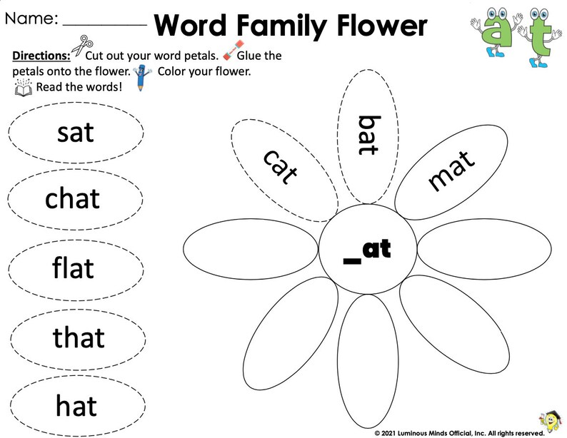 Word Family Activity Pack: the _at Family - Etsy
