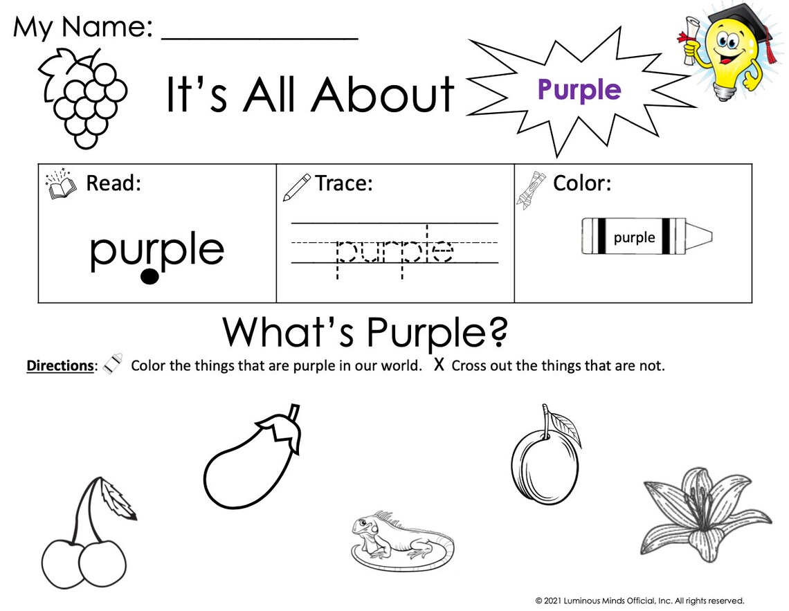 The Color Purple Activity Pack Introduce and Teach the Color - Etsy