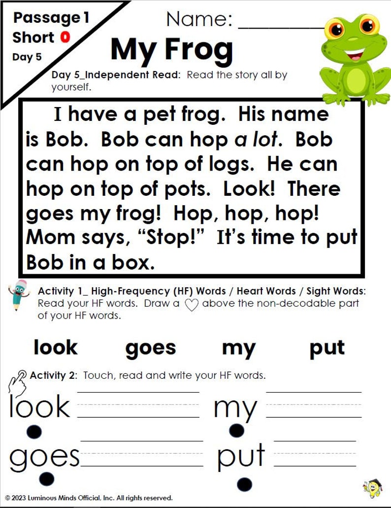 Decodable Passage & Fluency Building Bundle Pack Set 2 | Short O - Etsy