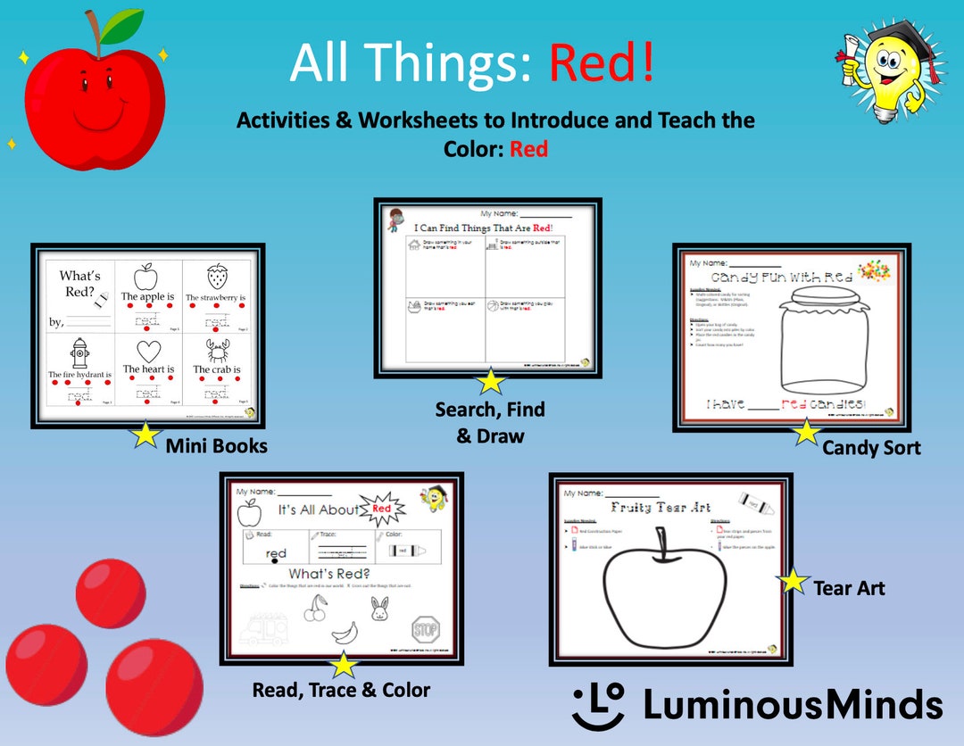 The Color Red Activity Pack | Introduce and Teach the Color Red - Etsy