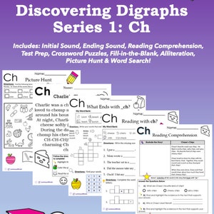 Digraph Worksheet Bundle Pack | Digraph: Ch - Etsy