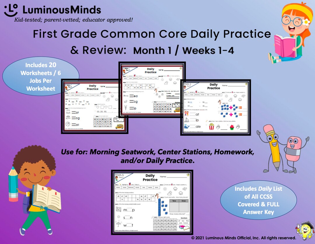 First Grade Daily Practice & Review | 4 Week Bundle - Etsy