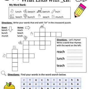 Digraph Worksheet Bundle Pack | Digraph: Ch - Etsy
