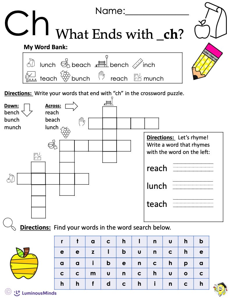 Digraph Worksheet Bundle Pack | Digraph: Ch - Etsy