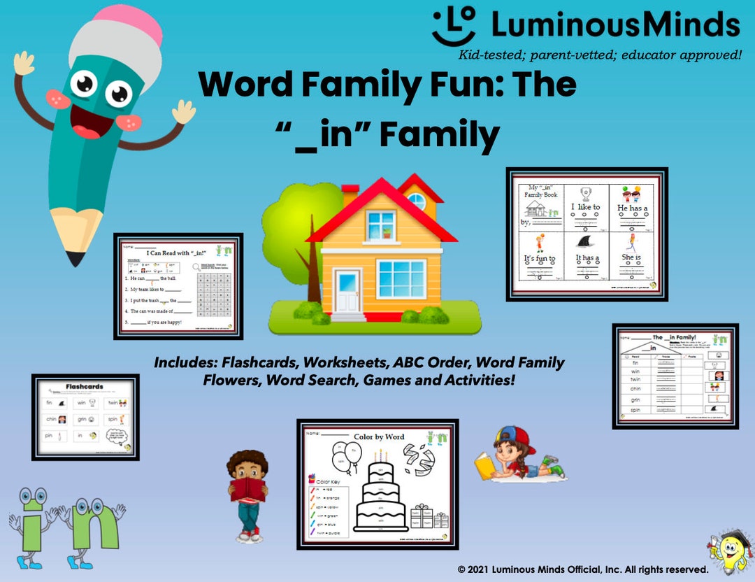 Word Family Activity Pack: the “_in” Family - Etsy