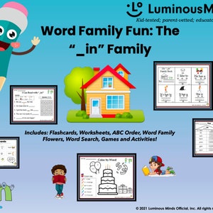 Word Family Activity Pack: the “_in” Family - Etsy