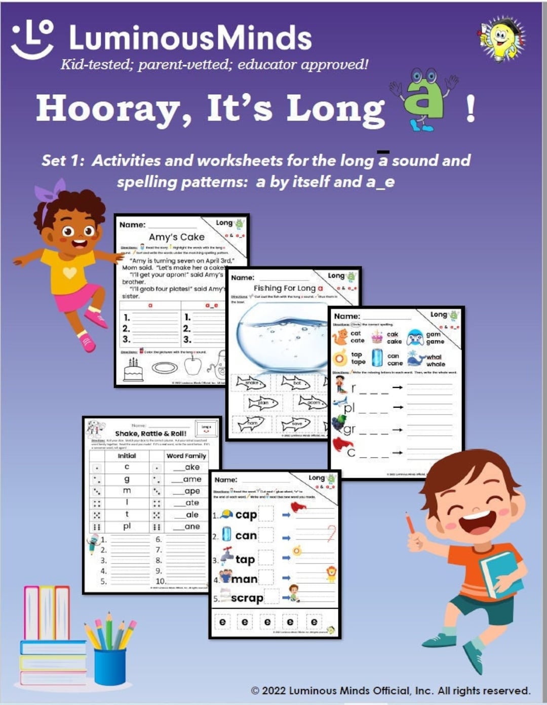 Long A Worksheets & Activities: Hooray, It's Long A! Set 1 | Spelling ...