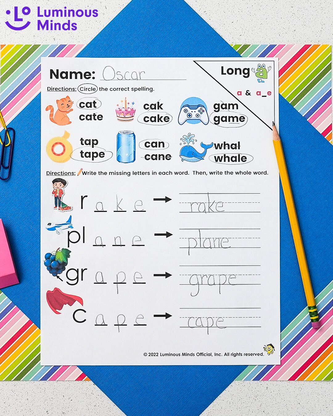 Long A Worksheets & Activities: Hooray, It's Long A! Set 1 | Spelling ...