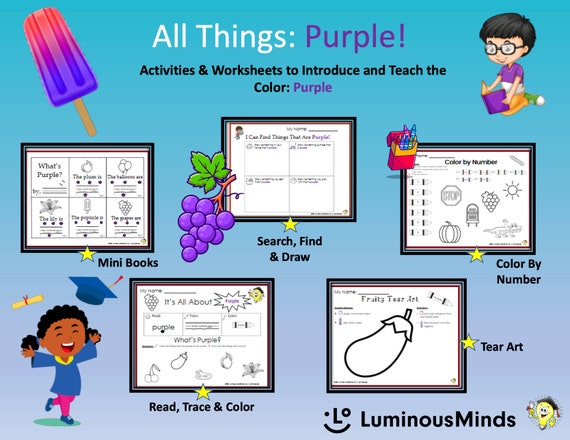 The Color Purple Activity Pack Introduce and Teach the Color - Etsy