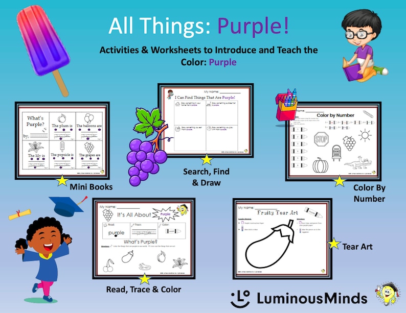 Learn the Color Purple Activity Pack | Preschool Worksheets (digital ...