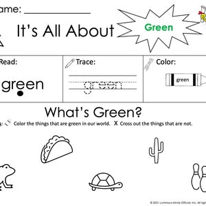 The Color Green Activity Pack | Introduce and Teach the Color Green - Etsy