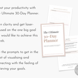 30 Day Planner | Guided Monthly Goal Setting Workbook With Undated 30 ...