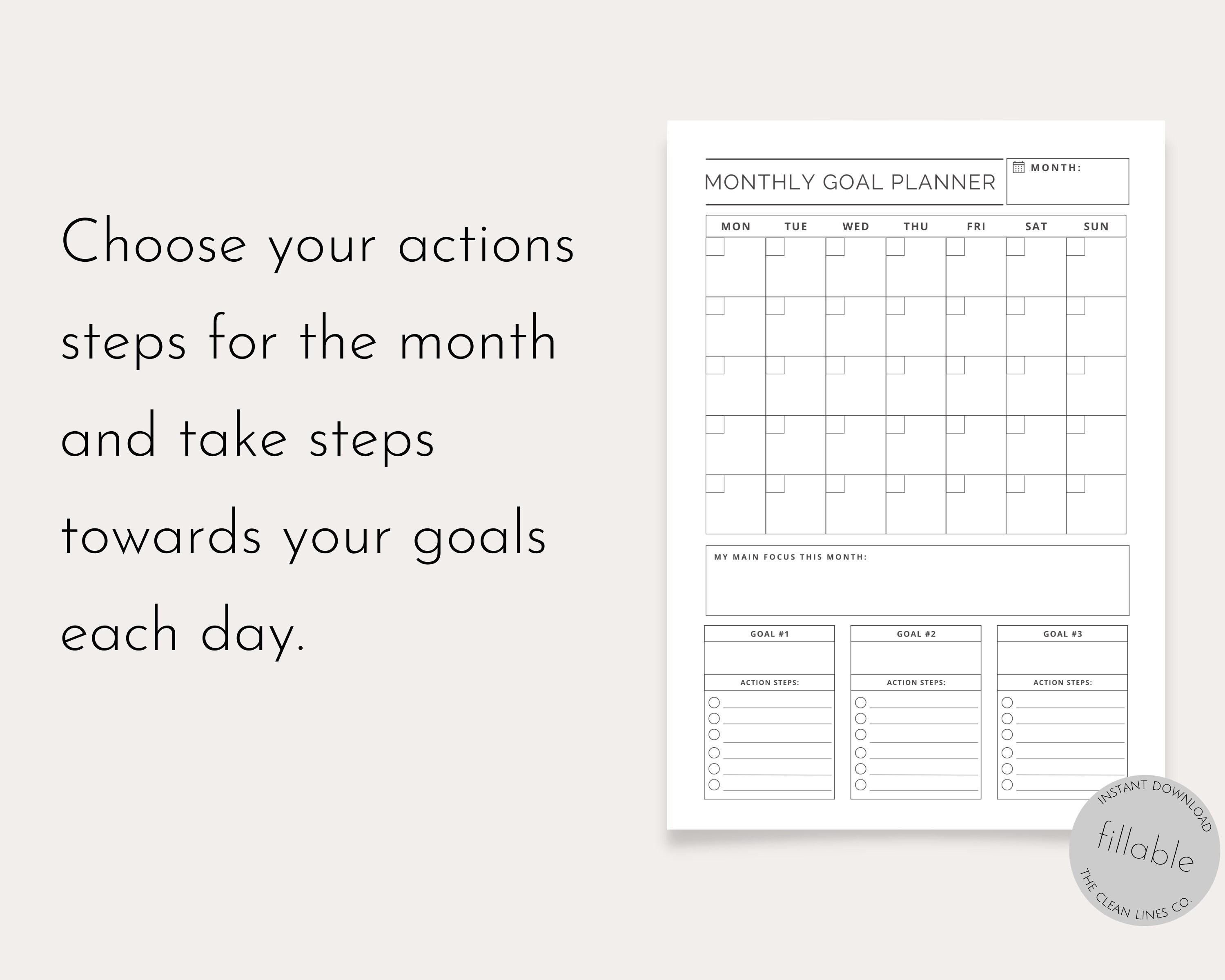 Annual Goal Planner | Yearly Goal Setting Planner With Quarterly ...