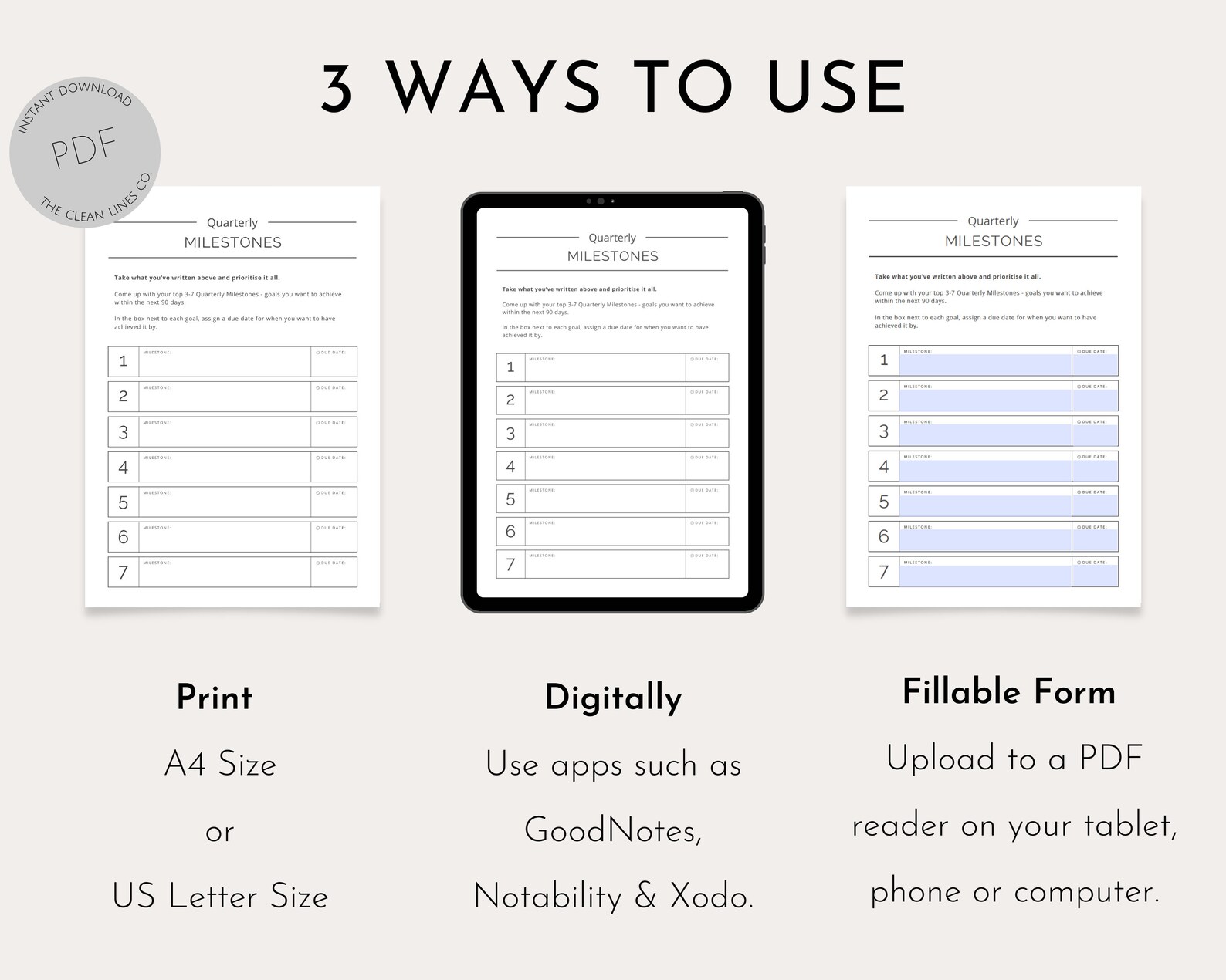 90 Day Planner | Undated Guided Goal Setting Workbook With Daily ...