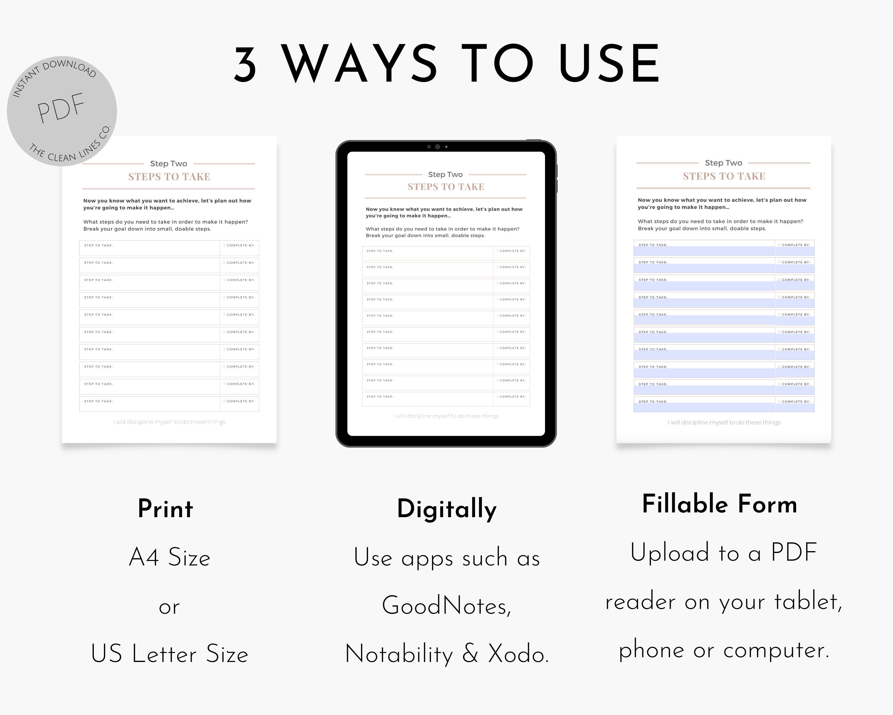 30 Day Planner Guided Monthly Goal Setting Workbook With Undated 30 Day ...