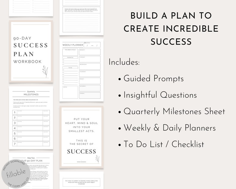 90 Day Planner | Undated Guided Goal Setting Workbook With Daily ...