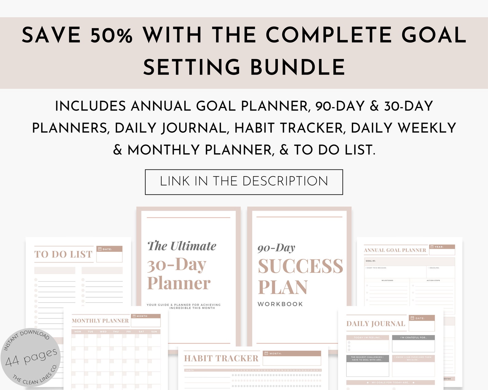 30 Day Planner Guided Monthly Goal Setting Workbook With Undated 30 Day ...