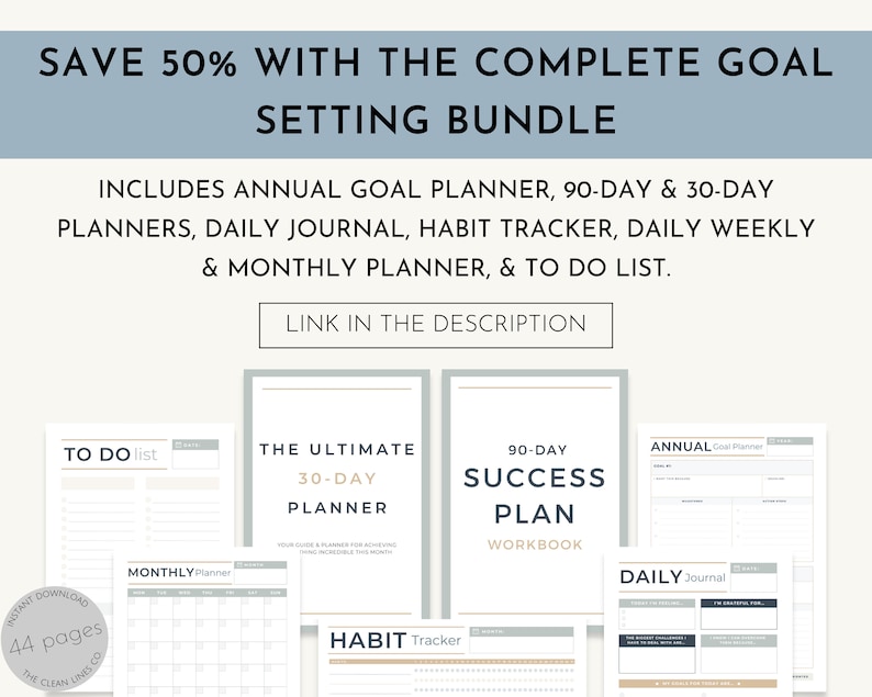 Annual Goal Planner | Yearly Goal Setting Planner With Quarterly ...