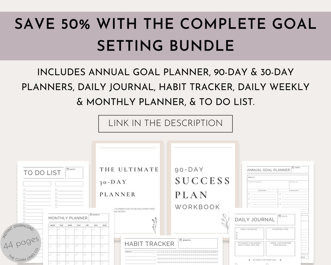90 Day Planner | Undated Guided Goal Setting Workbook With Daily ...