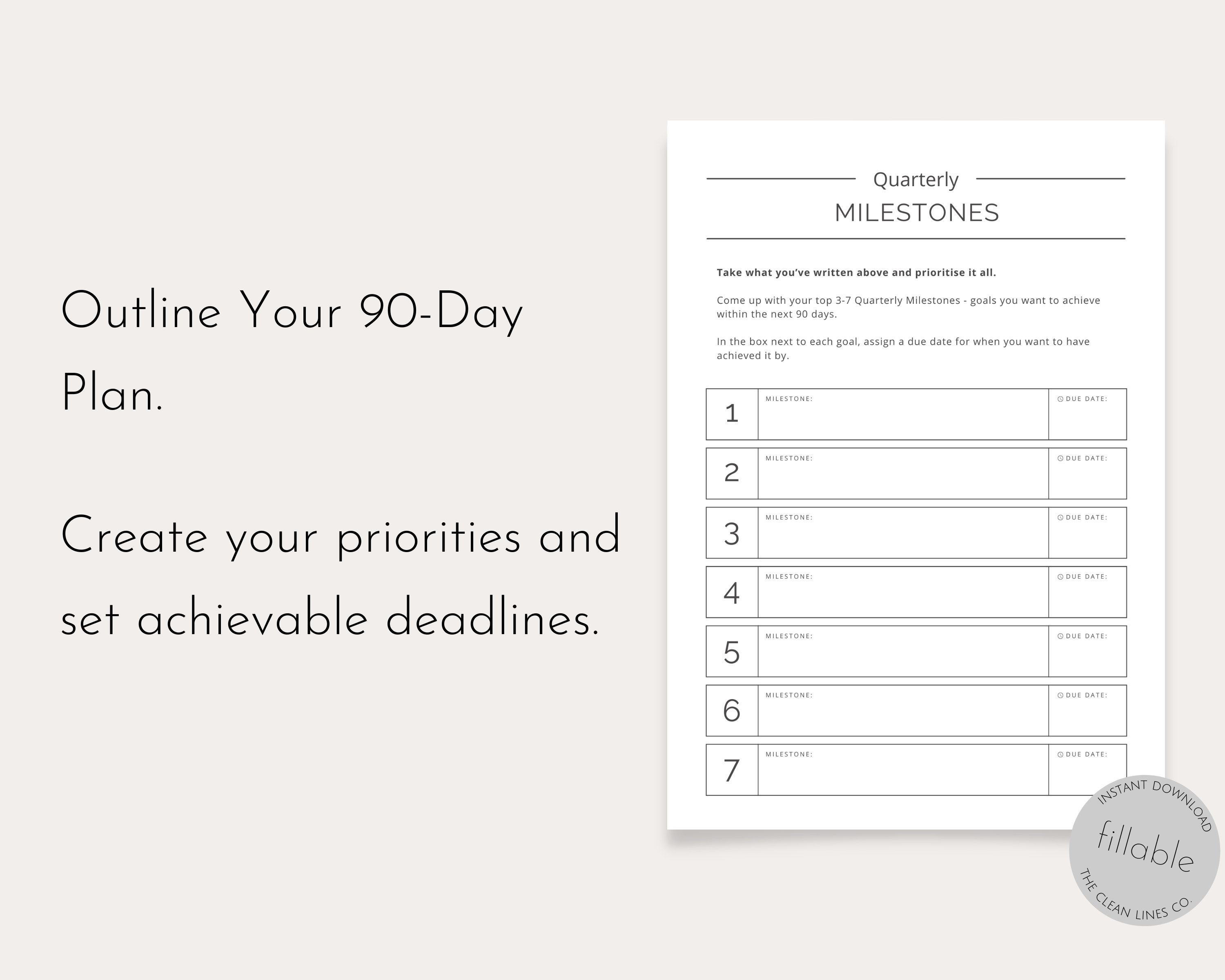 90 Day Planner | Undated Guided Goal Setting Workbook With Daily ...