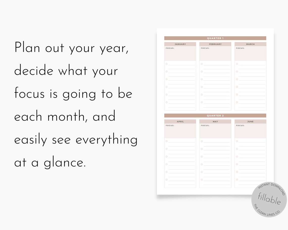 Annual Goal Planner Yearly Goal Setting Planner With Quarterly, Monthly ...