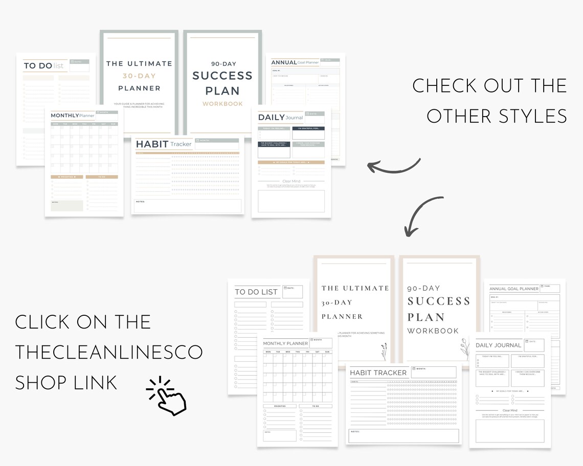 Goal Setting Bundle Includes Annual Goal Planner, 30 & 90 Day Planners ...