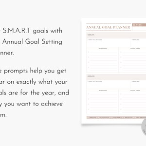 Annual Goal Planner | Yearly Goal Setting Planner With Quarterly ...