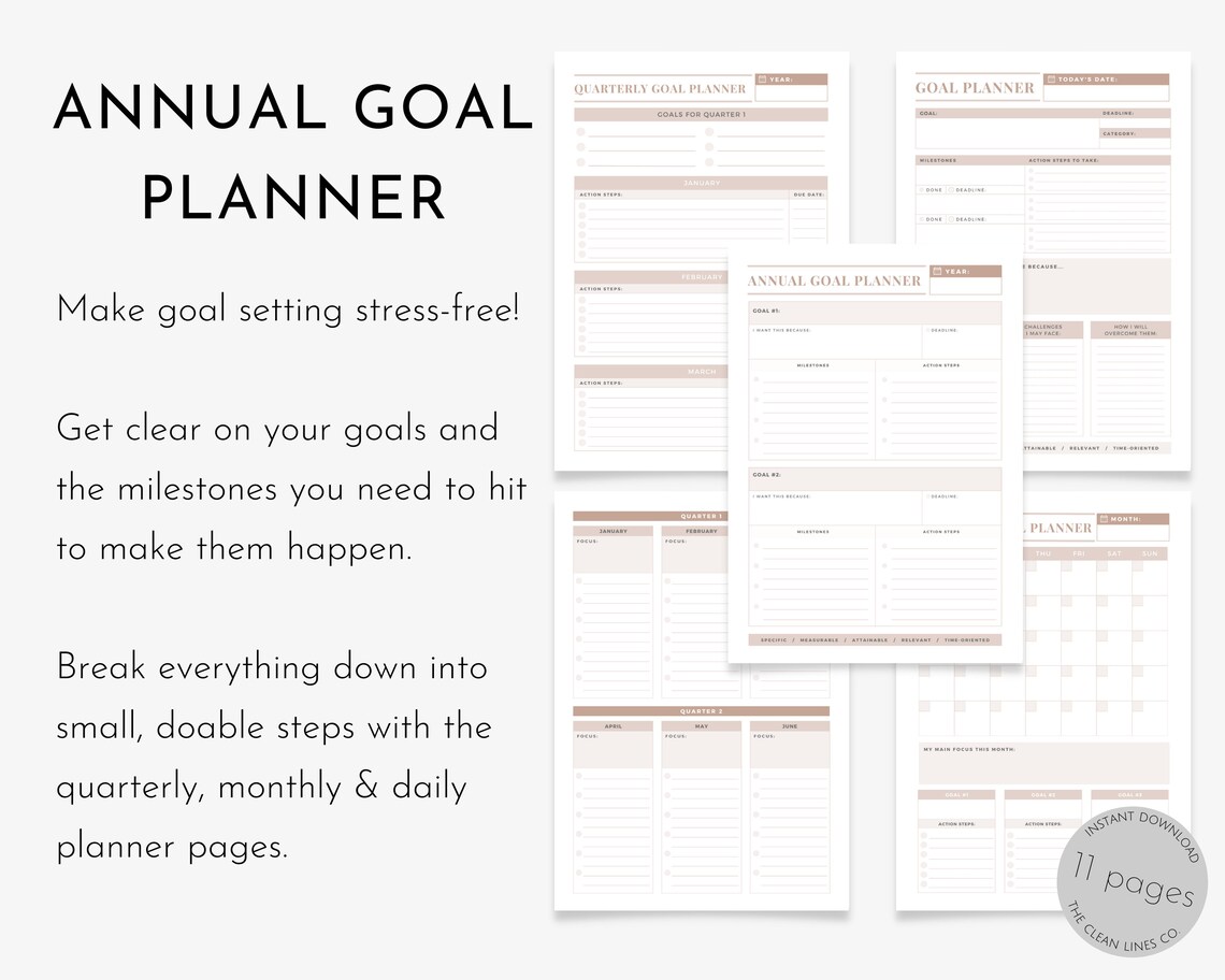 Goal Setting Bundle Includes Annual Goal Planner, 30 & 90 Day Planners ...