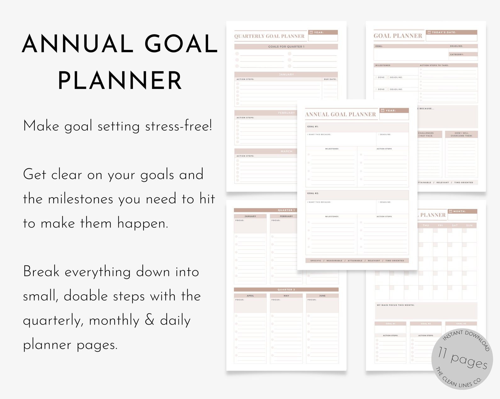 Goal Setting Bundle | Includes Annual Goal Planner, 30 & 90 Day ...