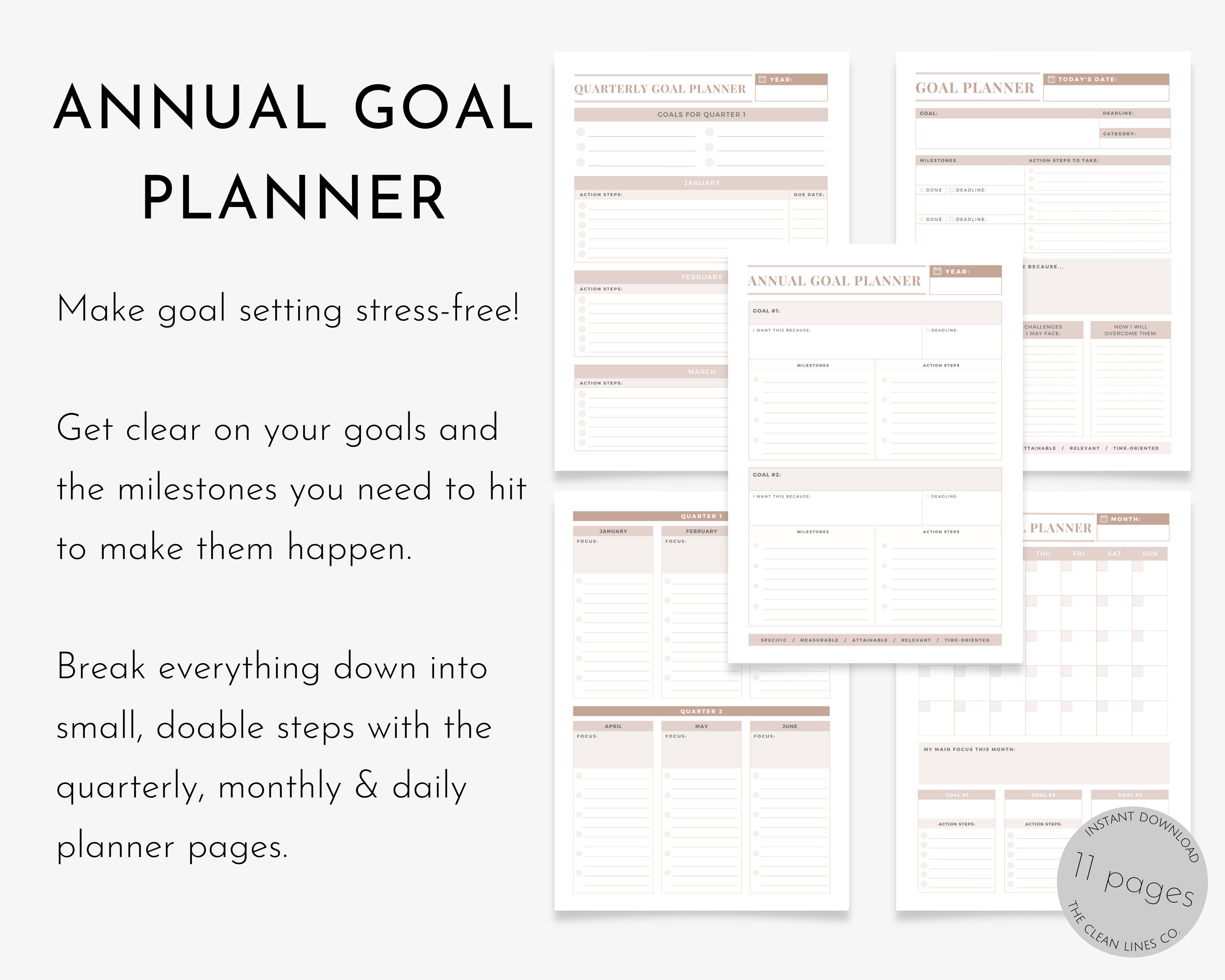 Goal Setting Bundle Includes Annual Goal Planner, 30 & 90 Day Planners ...