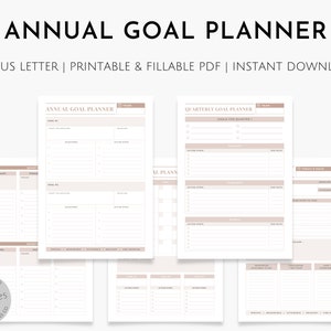 Annual Goal Planner | Yearly Goal Setting Planner With Quarterly ...