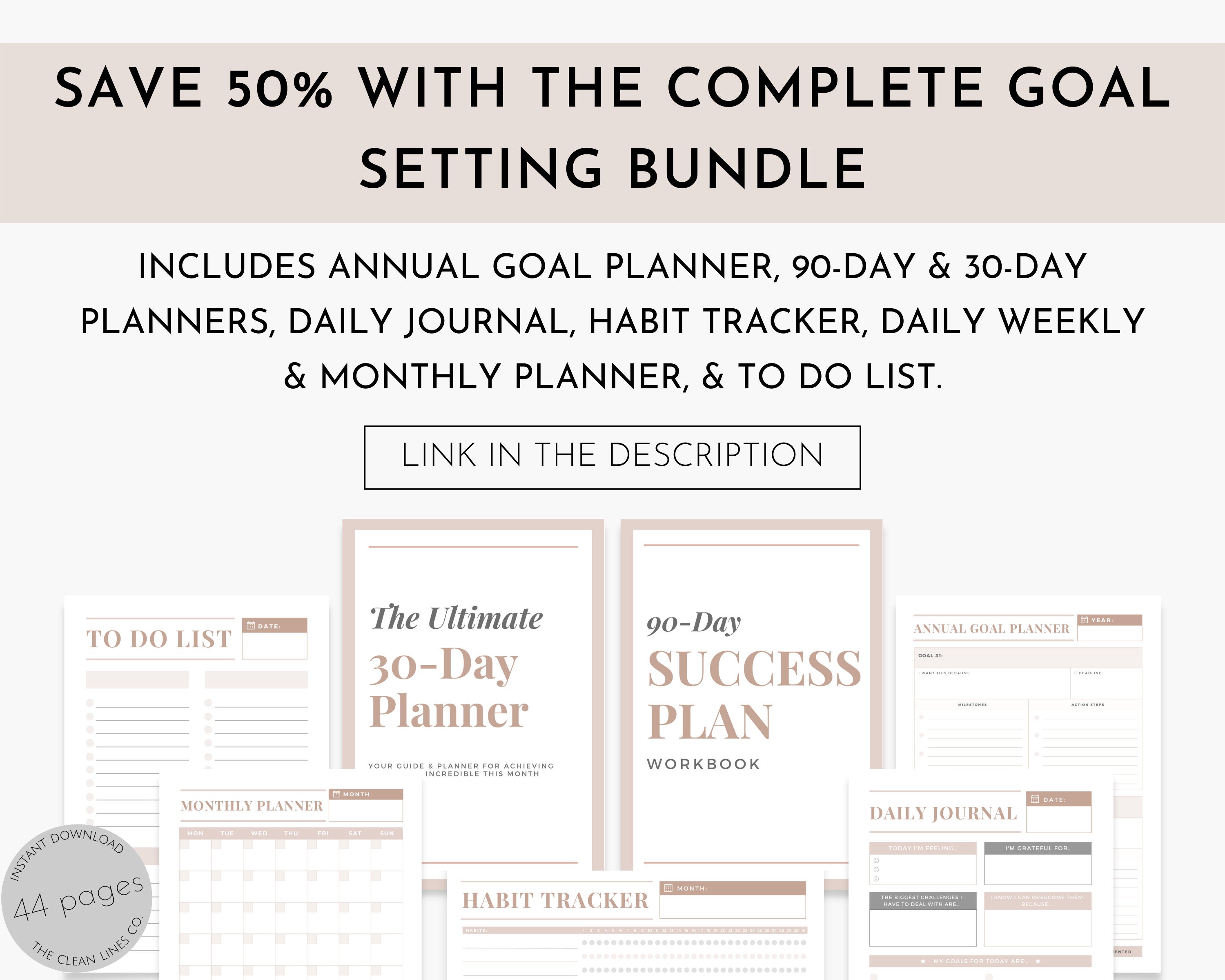 Annual Goal Planner | Yearly Goal Setting Planner With Quarterly ...