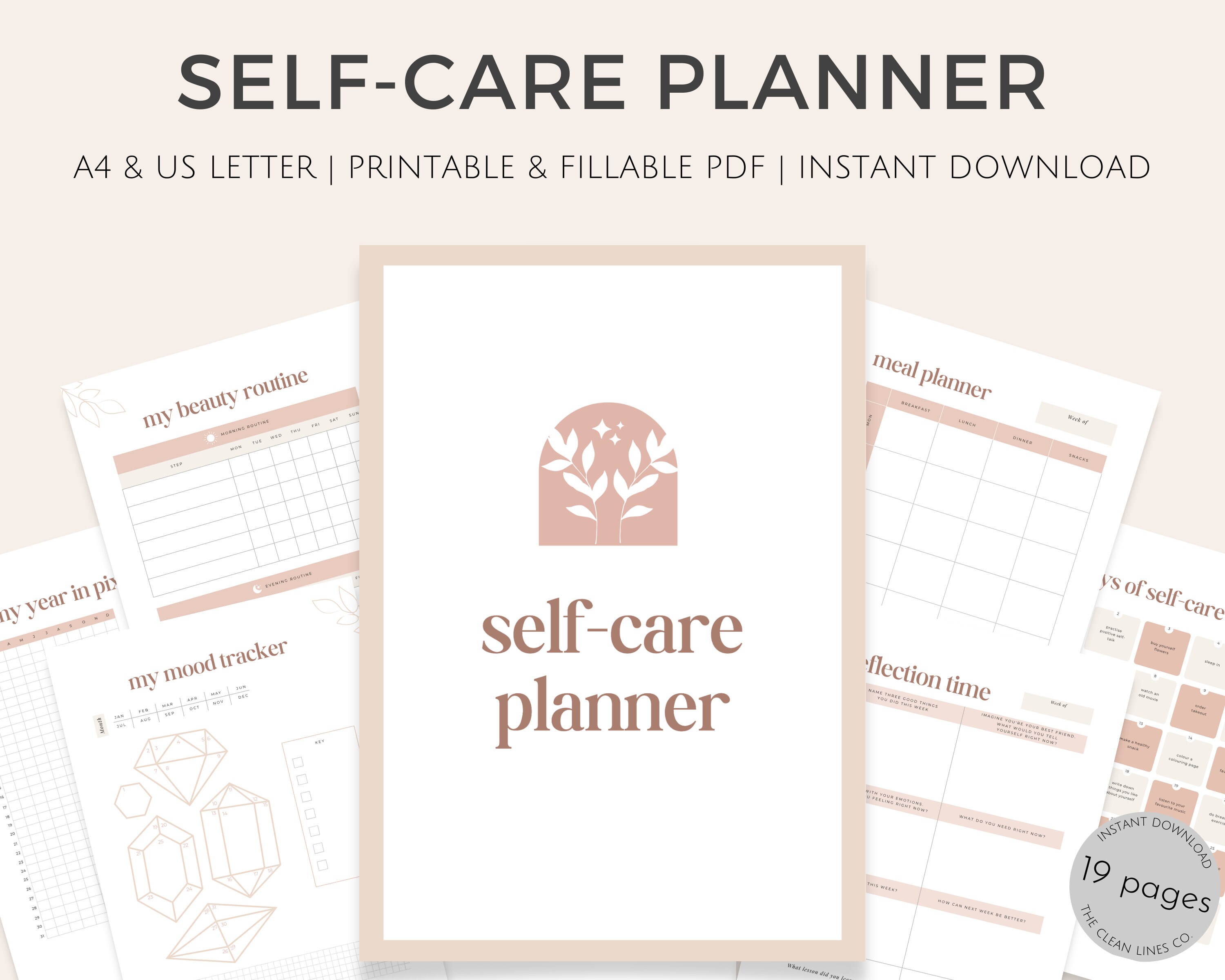 Self Care Planner Printable Self Care Journal With Mood - Etsy
